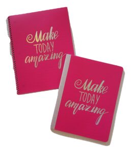 make today amazing 2-pack poly spiral & composition notebook set, wide ruled, 80 sheet jewel tone metallic (pink)