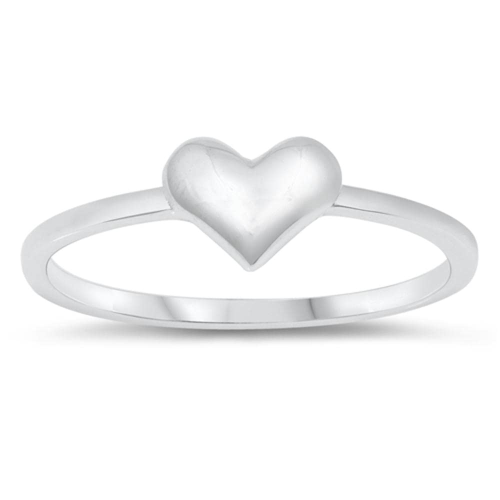 Dainty Puff Heart Promise Ring .925 Sterling Silver Band Size 6