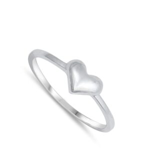 Dainty Puff Heart Promise Ring .925 Sterling Silver Band Size 6