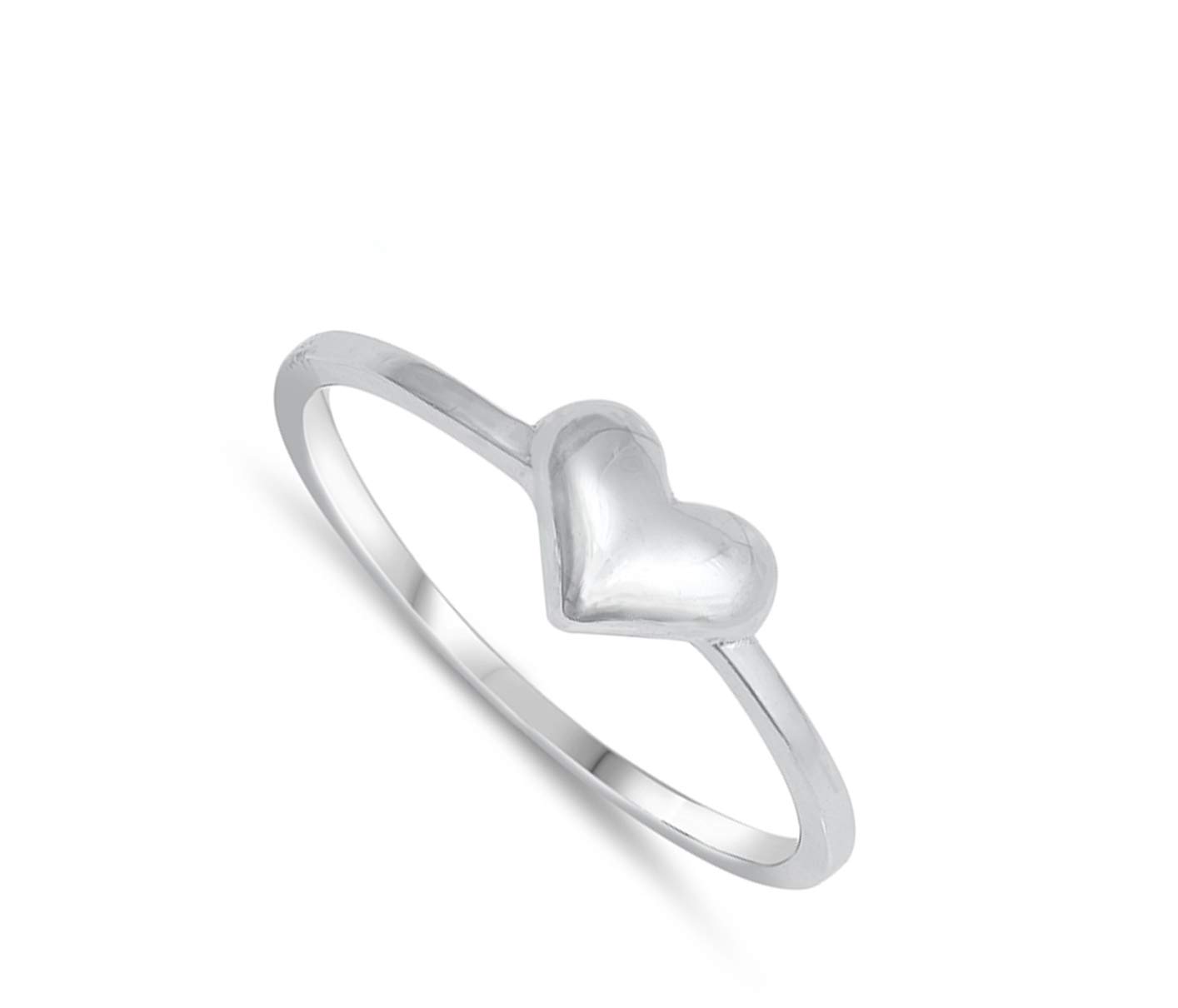 Dainty Puff Heart Promise Ring .925 Sterling Silver Band Size 6