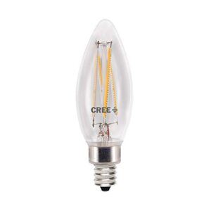 cree lighting b11 clear glass filament candelabra 40w equivalent led bulb, 350 lumens, dimmable, soft white 2700k, 15,000 hour rated life, 90+ cri, good for enclosed | 1 count