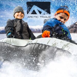 Franklin Sports Arctic Trails 2 Person Snow Tube Snow Sled - Snow Rider- Inflatable Sled- Double Snow Tube - Inflatable Sled- Kids - Youth - Inner Tube- Swim and Snow - River- Heavy Duty , Grey/White