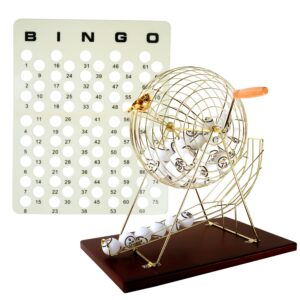 gse professional bingo game set with x-large bingo cage, 1.5" ping pong size bingo balls, bingo master board. great for large groups, bingo halls, parties, bingo game night