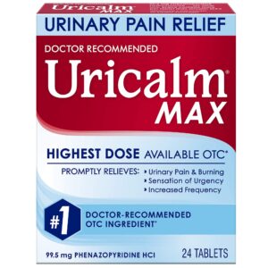 uricalm max - maximum strength - prompt relief of uti pain, burning, urgency & increased frequency - 24 count