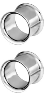 forbidden body jewelry ear gauges, ear tunnels, tunnels for ears, 1/2 inch (12mm) surgical steel mirror finish double flared tunnel plug earrings (sold in pairs)