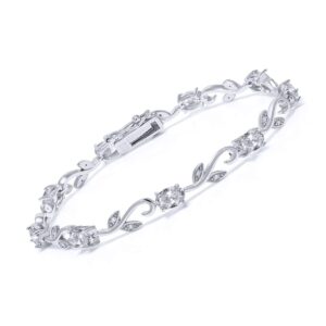 gem stone king 925 sterling silver white topaz and diamond greek vine tennis bracelet for women (5.53 ct oval 7 inch)