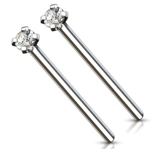 forbidden body jewelry 18g grade 23 titanium 2mm press fit cz fishtail custom bend nose stud (2pcs)