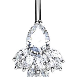 Forbidden Body Jewelry Surgical Steel Ultra Glam Sexy Dangle Chandelier Belly Ring, Style 5, Steel