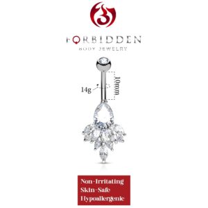 Forbidden Body Jewelry Surgical Steel Ultra Glam Sexy Dangle Chandelier Belly Ring, Style 5, Steel