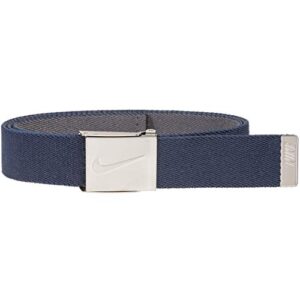 nike men's reversible stretch web belt, navy/grey, one size