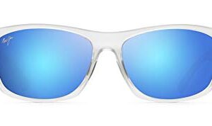 Maui Jim Men's and Women's Tumbleland Polarized Wrap Sunglasses, Matte Crystal/Blue Hawaii, Medium