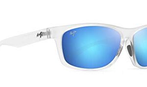 Maui Jim Men's and Women's Tumbleland Polarized Wrap Sunglasses, Matte Crystal/Blue Hawaii, Medium