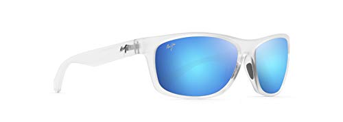 Maui Jim Men's and Women's Tumbleland Polarized Wrap Sunglasses, Matte Crystal/Blue Hawaii, Medium