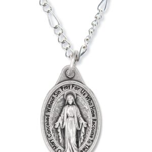 Bulk Pack of 100 - Miraculous Medal Pendant for Necklace -1" Oval Silver Oxidized Miraculous Medals Catholic, Medals for Jewelry Catholic, Made in Italy