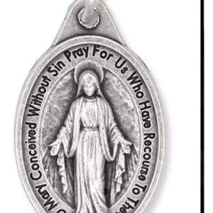 Bulk Pack of 100 - Miraculous Medal Pendant for Necklace -1" Oval Silver Oxidized Miraculous Medals Catholic, Medals for Jewelry Catholic, Made in Italy