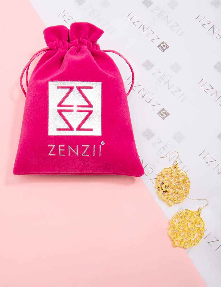 ZENZII Modern Damask Pattern Resin Earring (Hot Pink)