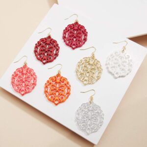 ZENZII Modern Damask Pattern Resin Earring (Hot Pink)