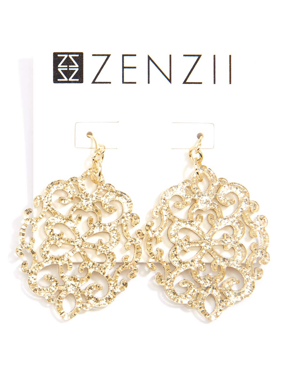 ZENZII Modern Damask Pattern Resin Earring (Hot Pink)