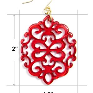 ZENZII Modern Damask Pattern Resin Earring (Hot Pink)