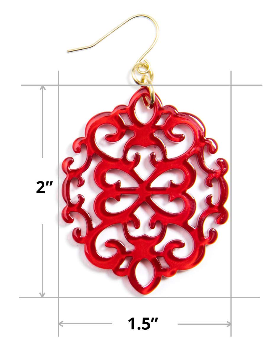 ZENZII Modern Damask Pattern Resin Earring (Hot Pink)