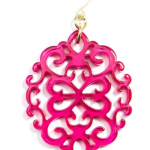 ZENZII Modern Damask Pattern Resin Earring (Hot Pink)