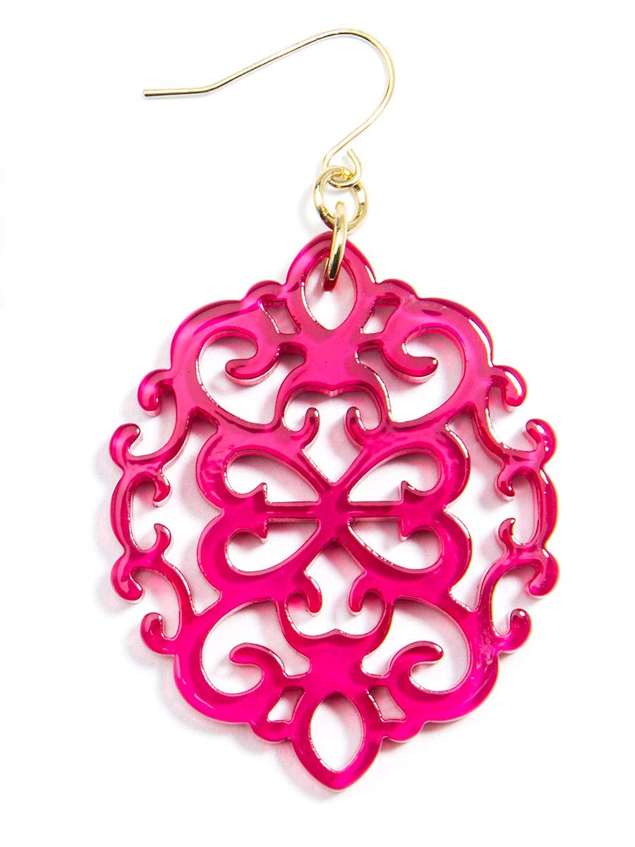 ZENZII Modern Damask Pattern Resin Earring (Hot Pink)