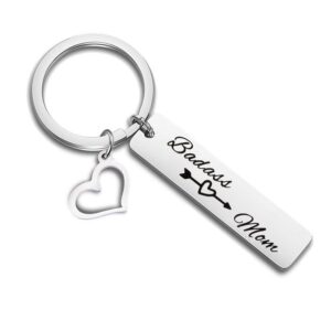 qiier new mom gift badass mom keychain mother's day gift mother jewelry new mommy gifts(badass mom