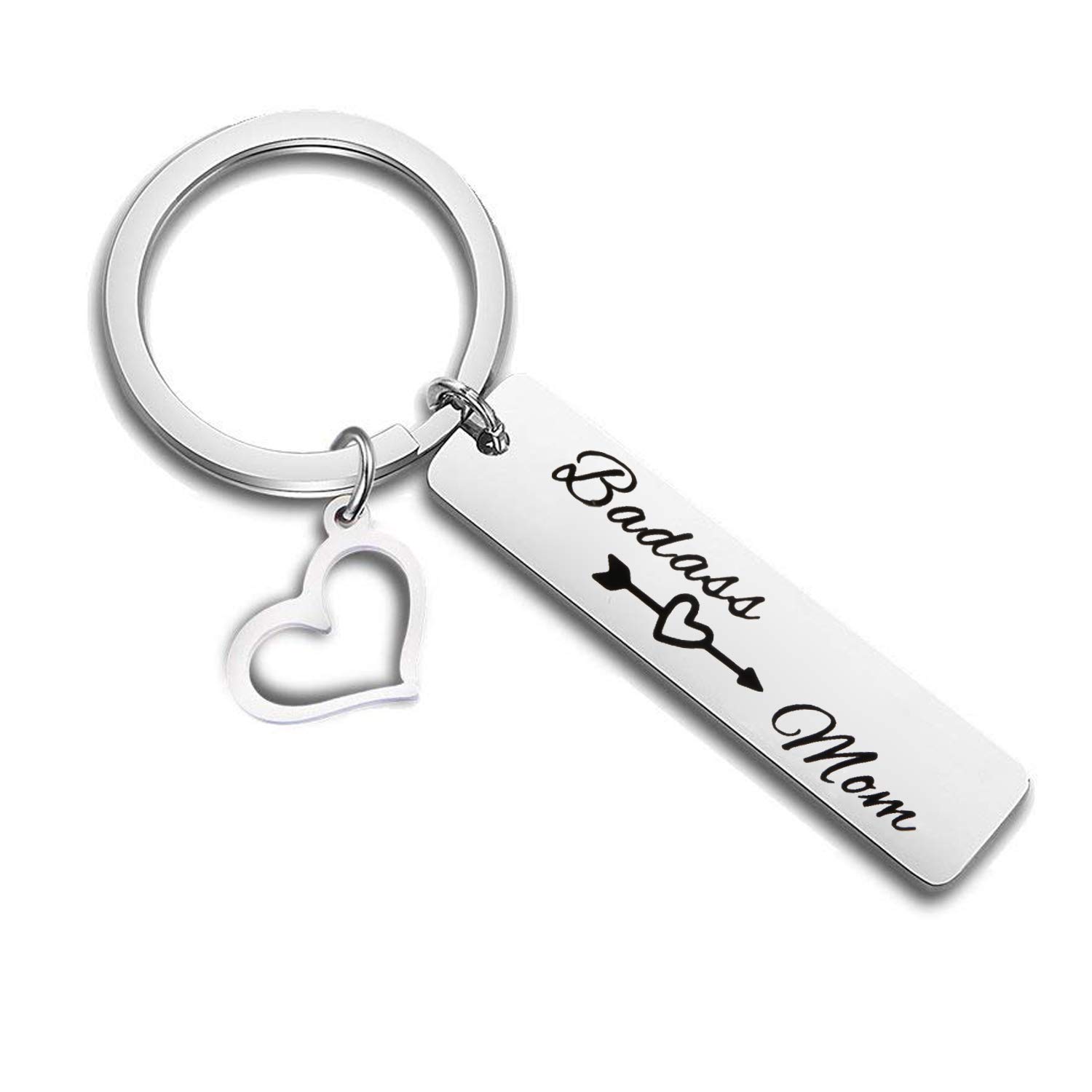 QIIER New Mom Gift Badass Mom Keychain Mother's Day Gift Mother Jewelry New Mommy Gifts(badass mom