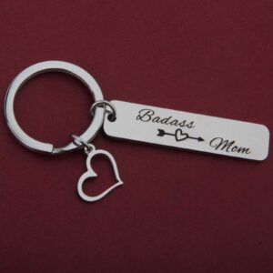 QIIER New Mom Gift Badass Mom Keychain Mother's Day Gift Mother Jewelry New Mommy Gifts(badass mom