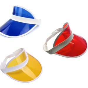 Nicky Bigs Novelties Primary Colors Set Tennis Beach Plastic Clear Sun Bingo Vegas Dealer Golf Visor