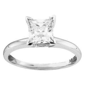 fb jewels 14kt white gold womens princess diamond solitaire bridal wedding engagement ring 3/4 cttw (i2 clarity; j-k color)