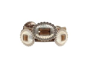 m&f western nocona ladies belt with floral silver conchos, brown, medium