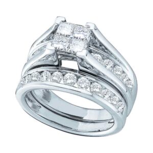 fb jewels 14kt white gold womens princess diamond bridal wedding engagement ring band set 2.00 cttw (i1-i2 clarity; g-h color)