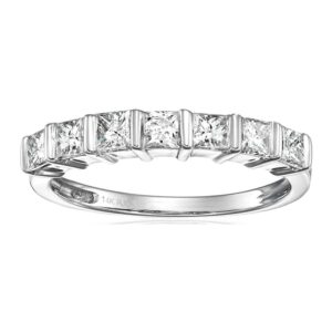 vir jewels 1/2 cttw princess cut diamond wedding band for women in 14k white gold channel set ring, size 6