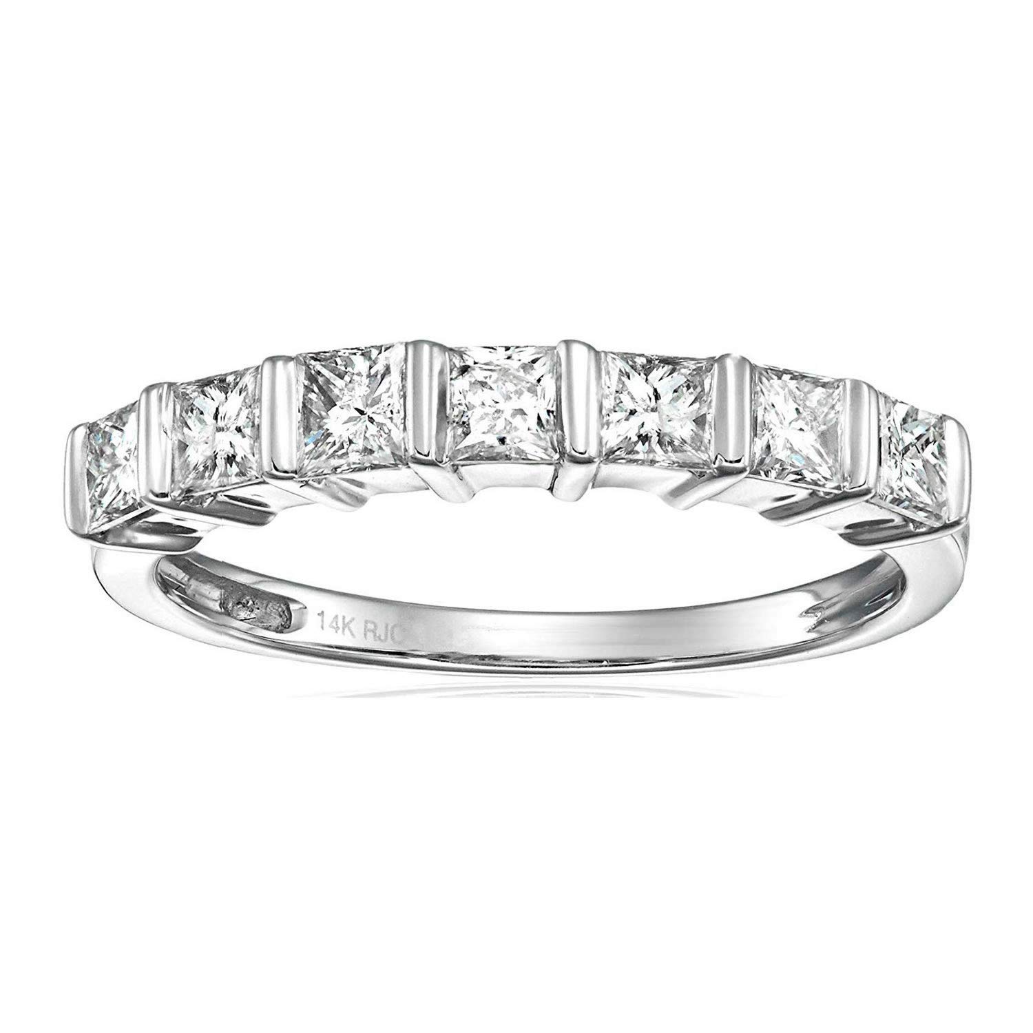 Vir Jewels 1/2 cttw Princess Cut Diamond Wedding Band for Women in 14K White Gold Channel Set Ring, Size 6