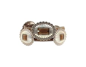 m&f western nocona ladies belt with floral silver conchos, brown, small