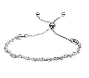 bolo bracelet for women in .925 sterling silver with elegant twist design adjustable 6"- 9"