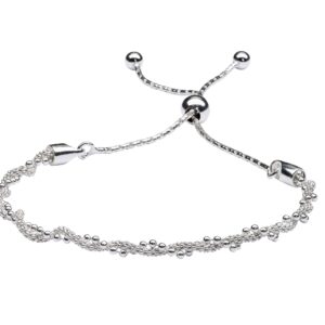 Bolo Bracelet for Women in .925 Sterling Silver with Elegant Twist Design Adjustable 6"- 9"