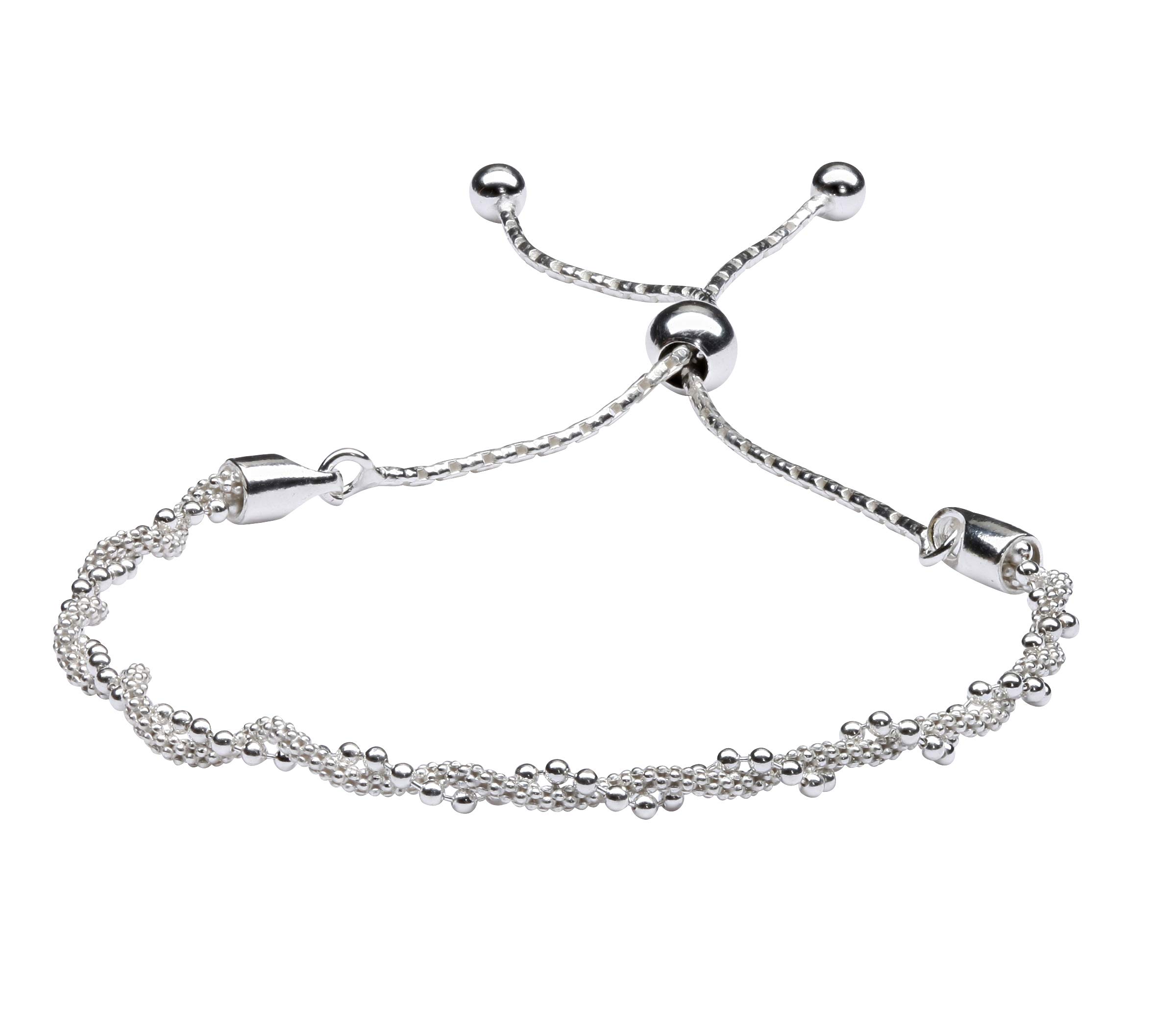 Bolo Bracelet for Women in .925 Sterling Silver with Elegant Twist Design Adjustable 6"- 9"