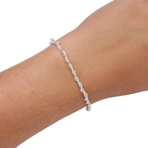 Bolo Bracelet for Women in .925 Sterling Silver with Elegant Twist Design Adjustable 6"- 9"