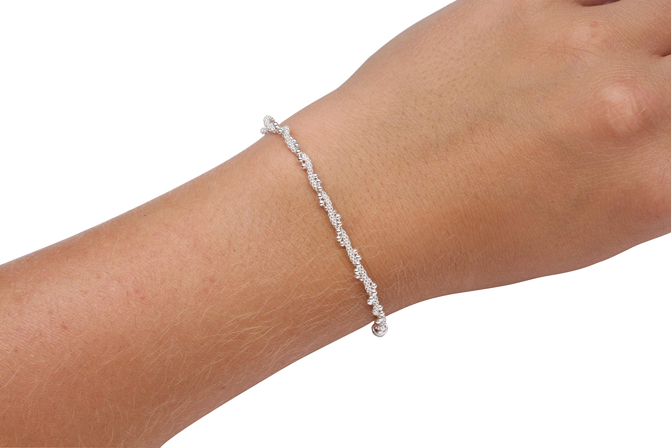 Bolo Bracelet for Women in .925 Sterling Silver with Elegant Twist Design Adjustable 6"- 9"