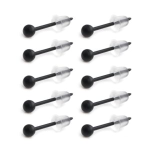 ruifan 3mm ball flexible bioplast black pvc plastic blank ear nose pin bone stud nickel free earrings piercing retainers 20g