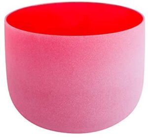 energysound red colored frosted c note root chakra quartz crystal singing bowl 10 inch mallet and o-ring included