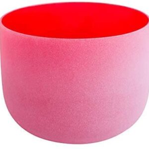 ENERGYSOUND Red Colored Frosted C Note Root Chakra Quartz Crystal Singing Bowl 10 inch mallet and o-ring included