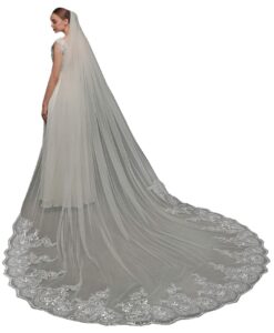 elliehouse women's lace wedding bridal veil ivory