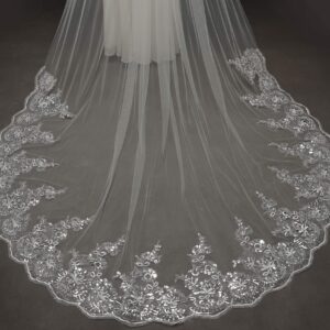 EllieHouse Women's Lace Wedding Bridal Veil Ivory