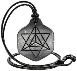 wallystone gems shungite - men's jewelry - merkaba - sacred geometry formulas universe - shungite stone type ii - pendant necklace