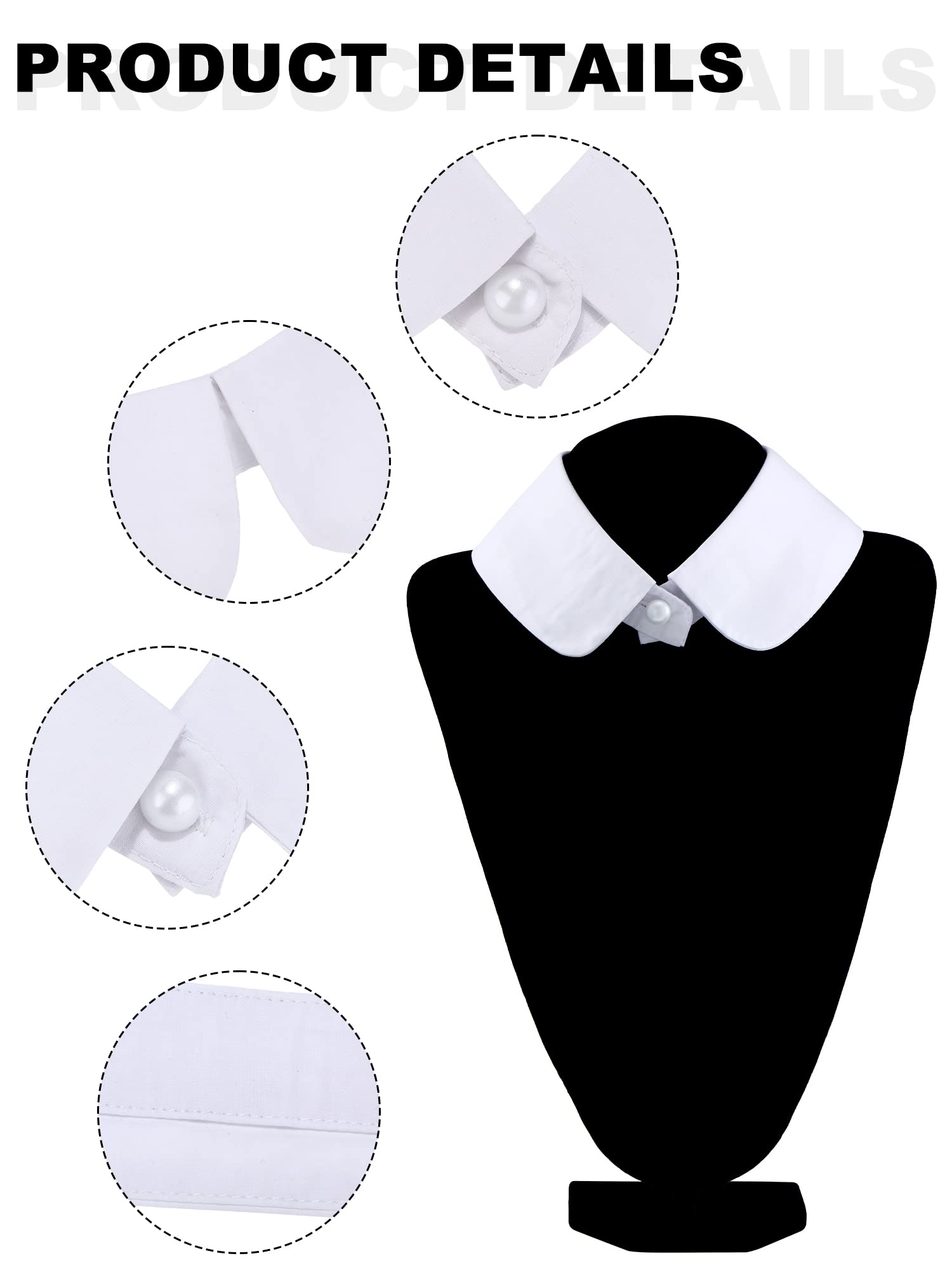 SATINIOR 2 Pieces Fake Collar Detachable Dickey Collar False Lapel Blouse Collar Women's Faux Fake Collar, 2 Styles, Medium(White)