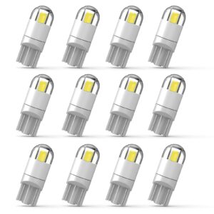 weimeltoy 194 led car bulb 3030 chipset 2smd t10 194 168 w5w led wedge light bulb 1.5w 12v license plate courtesy step map lights trunk lamp clearance lights (12pcs)