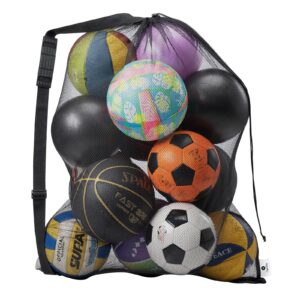 dogeek heavy duty soccer ball net bag(10-12balls) basketball mesh ball bag soccer ball bags mesh for coaches extra large mesh drawstring bags